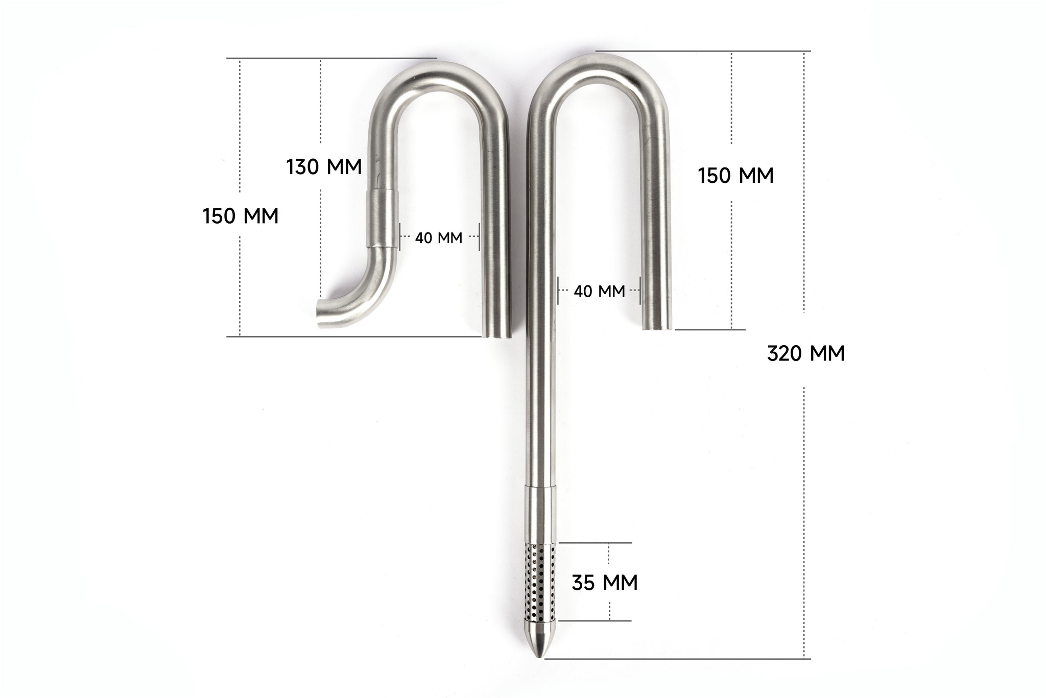 LANDEN 304 Stainless Steel Lily Pipes with Clamps for Rimless Glass Aq ...