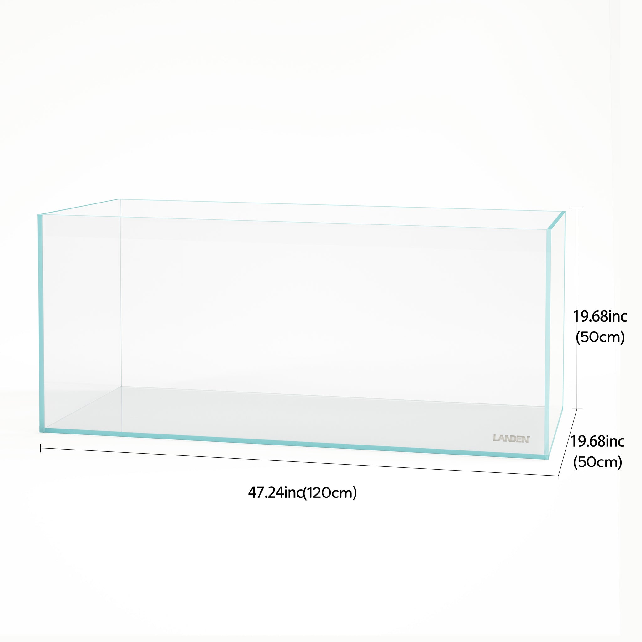 Landen 120P 72.2 Gallon Rimless Low Iron Aquarium Tank, 47.2" W × 19.7 ...