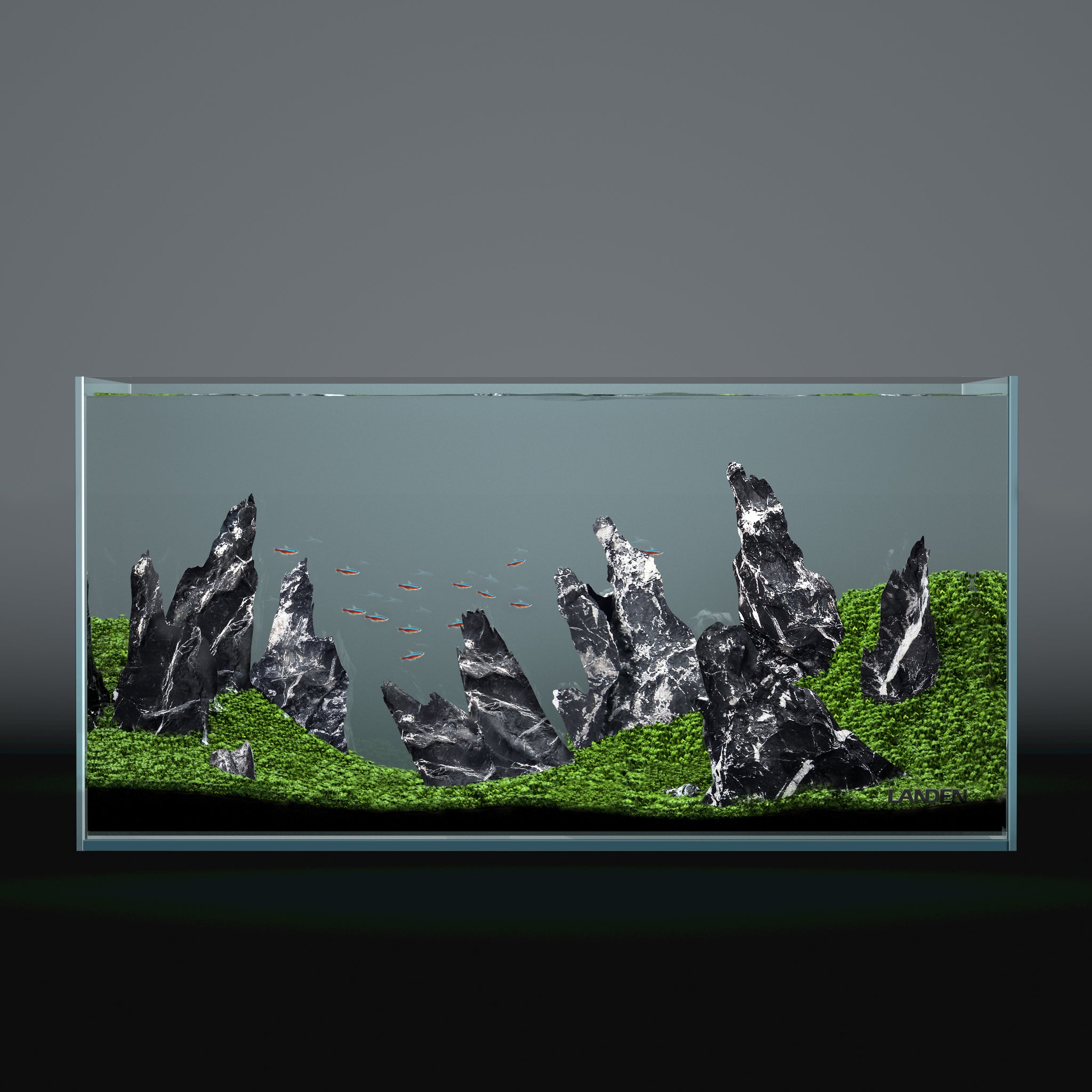 LANDEN 90P 44 Gallon Rimless Low Iron Aquarium Tank, 35.4" W × 17.7" D ...