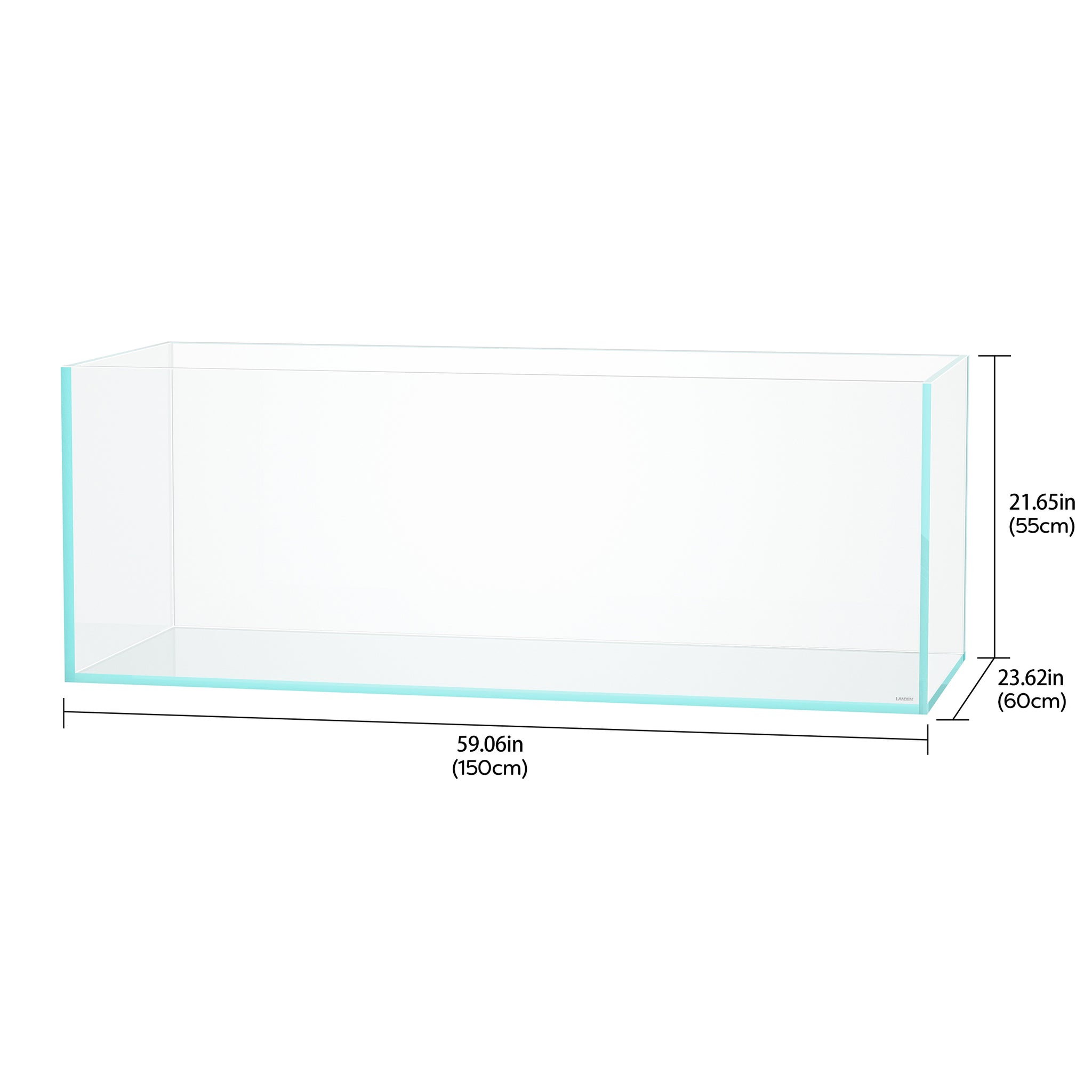 LANDEN 150P 118.4 Gallon Rimless Low Iron Aquarium Tank, 59.1" L × 23 ...